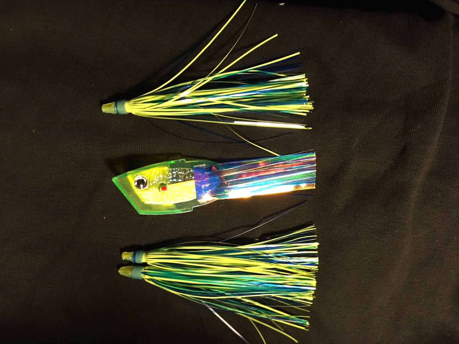 High Percentage Salmon Trolling Flies And Bait/Meat Rigs- Chartreuse UV ...