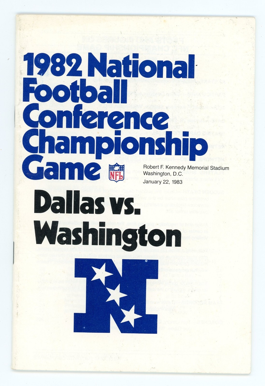 1982 NFL Championship Game Program REDSKINS vs COWBOYS *ORIGINAL* | eBay