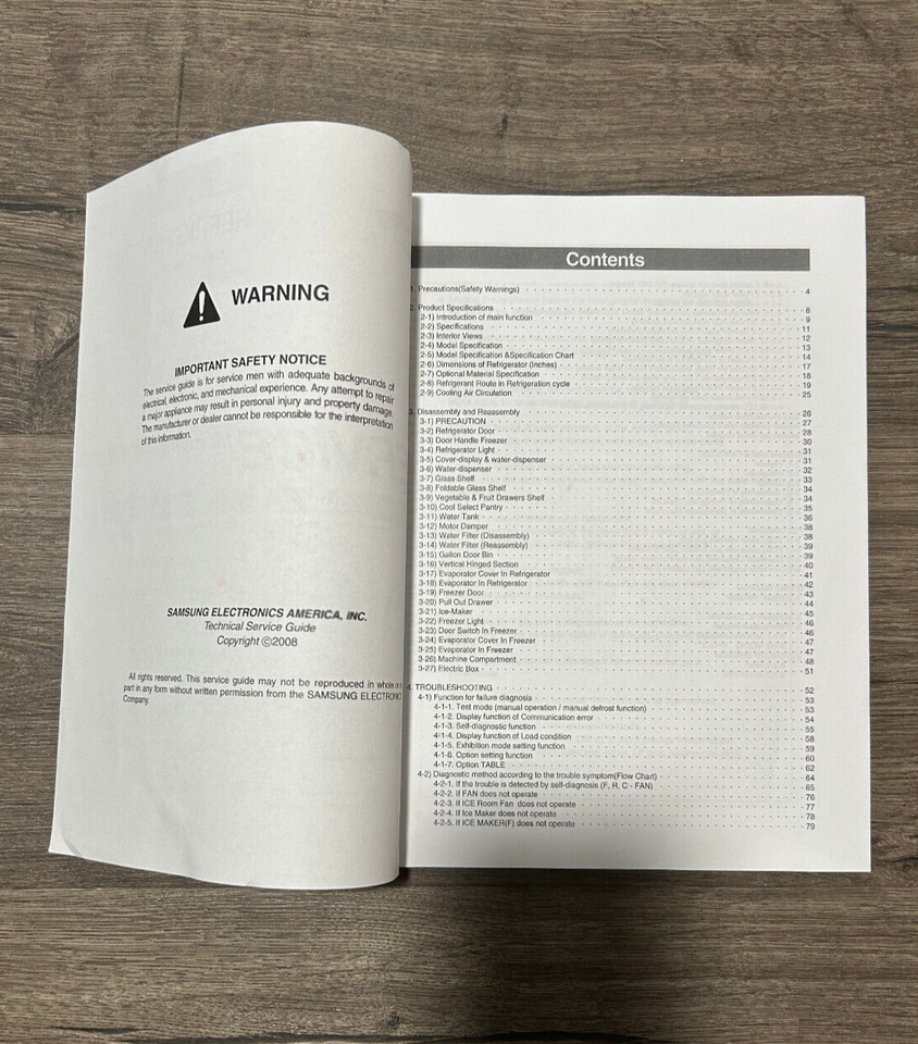 Samsung SERVICE MANUAL Refridgerator Bottom Mount Freezer RFG298AA | eBay