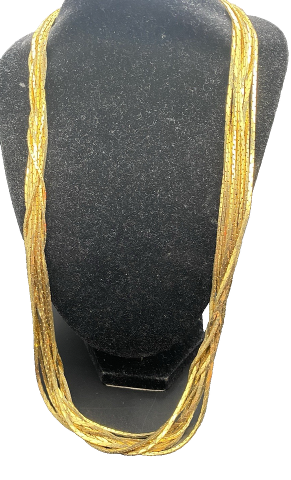 Vintage Liquid Gold-Plated Multi Chains 10 Stand Necklace 23" 3/4" w ...