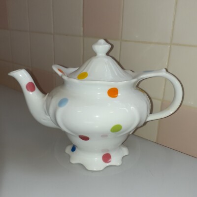 Rosanna Beautiful Ceramic Colorful Polka Dots Teapot 6.7" tall x 6.2" x ...