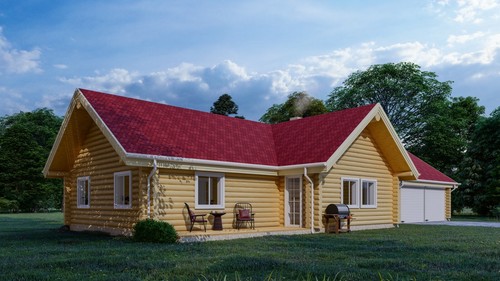 LOG CABIN HOME shell kit logs 1368 sq.ft , 1940 with garage | eBay