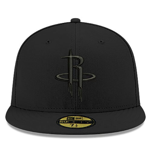 New Era Houston Rockets Fitted Hat NBA League Basic Black On Black Cap ...