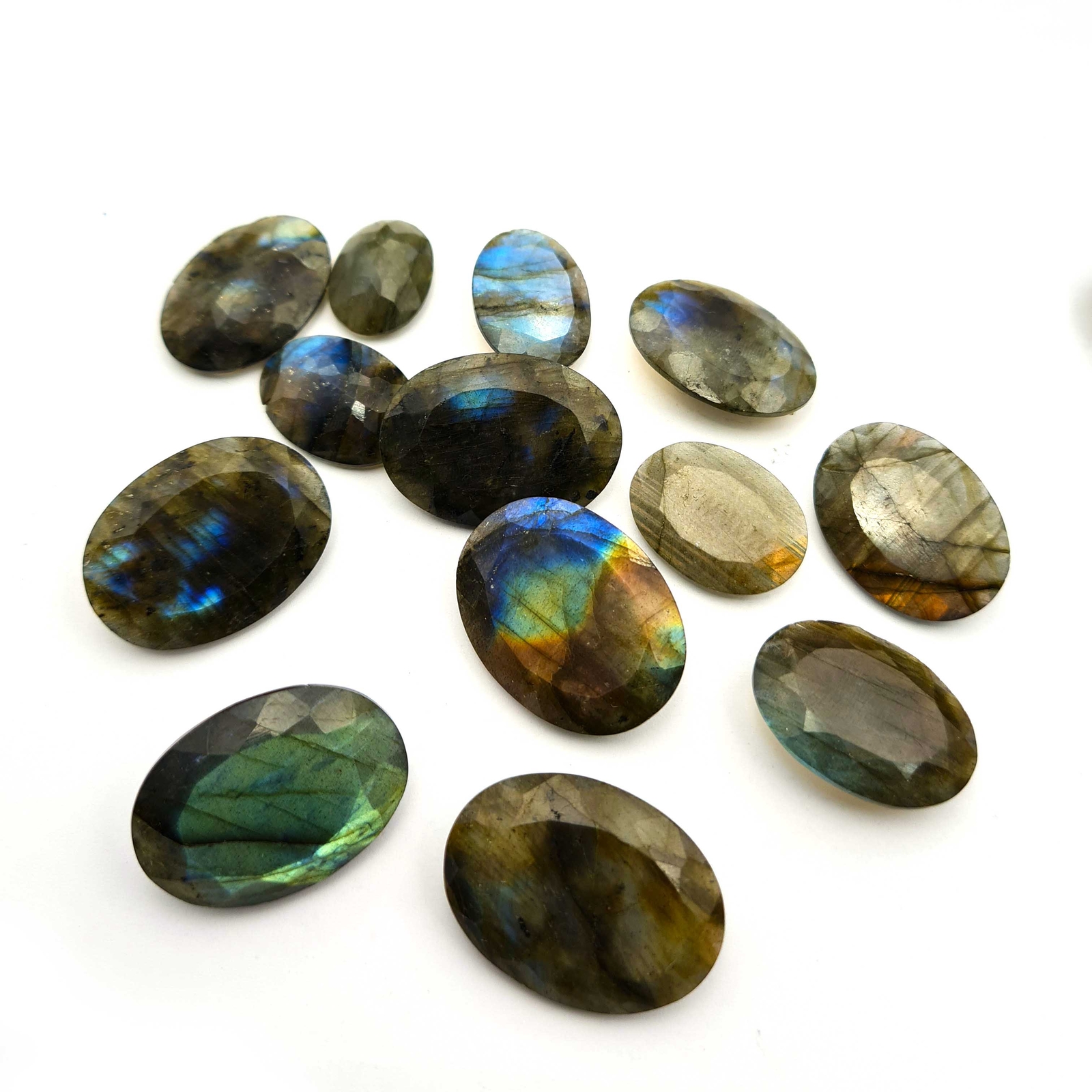 Natural Labradorite Mix Size Oval Cut Gemstone Lot 7 Pcs 13 18-19 26 MM ...