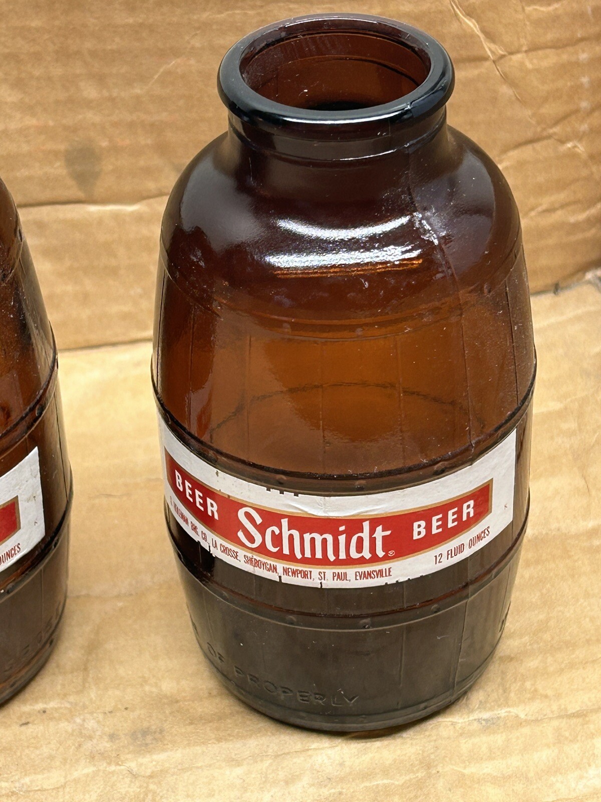 Vintage Schmidt's Barrel Wide Mouth Glass Beer Bottles w/ Labels ...