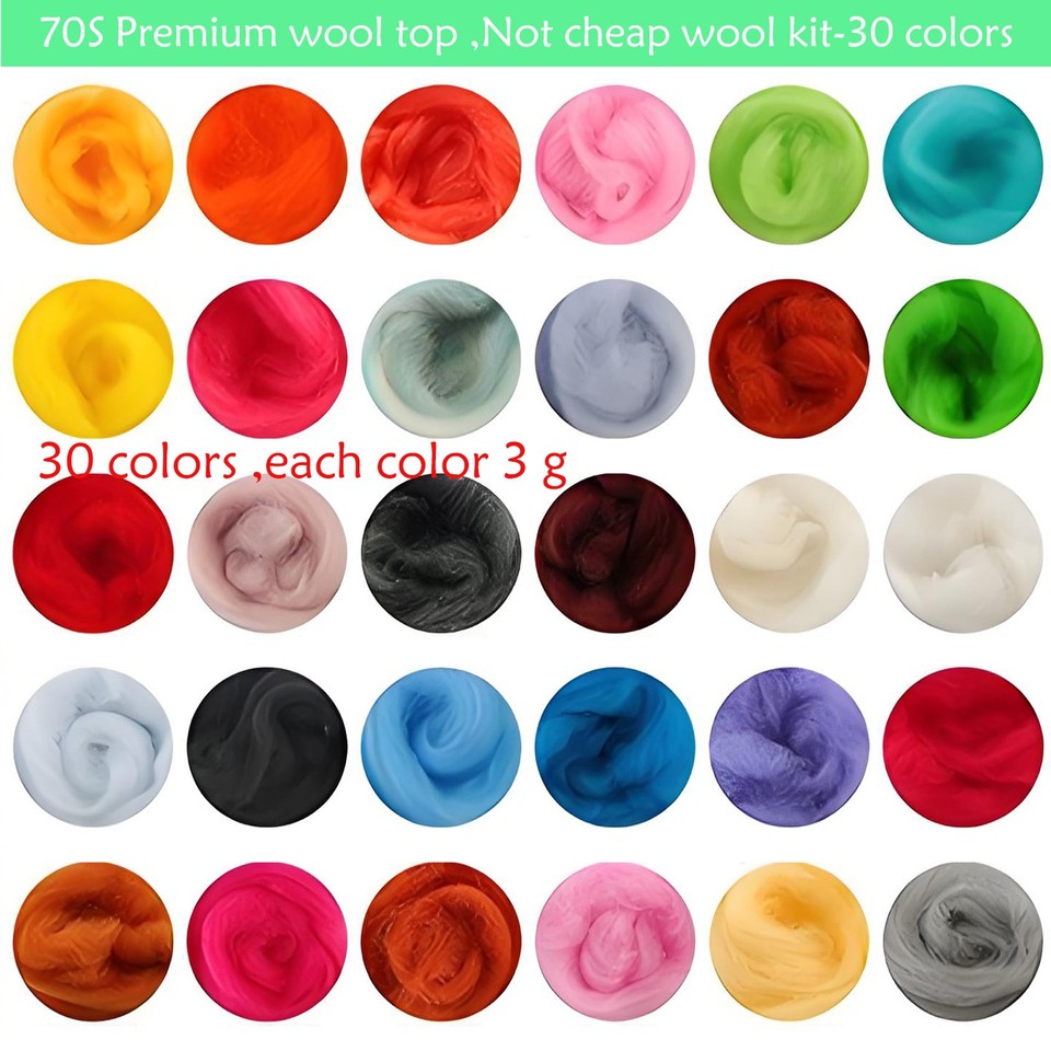 Needle Felting Kit, 24 Colors Wool Roving (5g/Color), Complete Needle ...