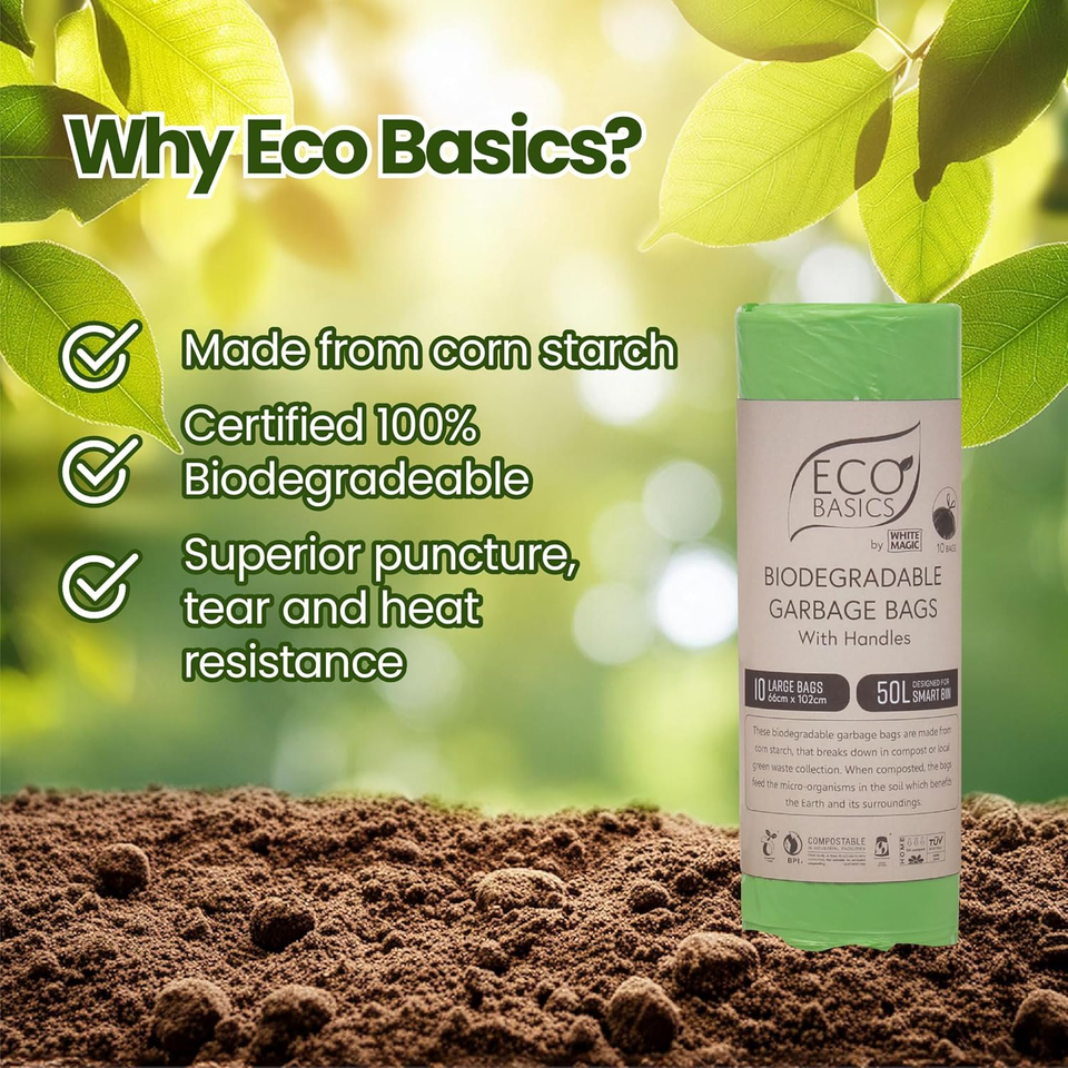50L Large Biodegradable Garbage Bags Waste Storage Container Green ...