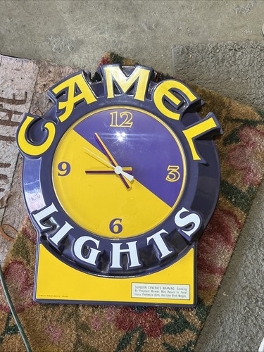 Vintage Camel Lights Wall Clock Advertising Sign 22X19 Inches Works | eBay