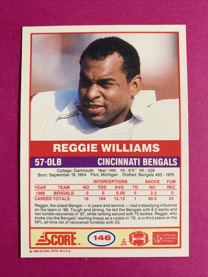 🐶 1989 Score #146 Reggie Williams Cincinnati Bengals | eBay