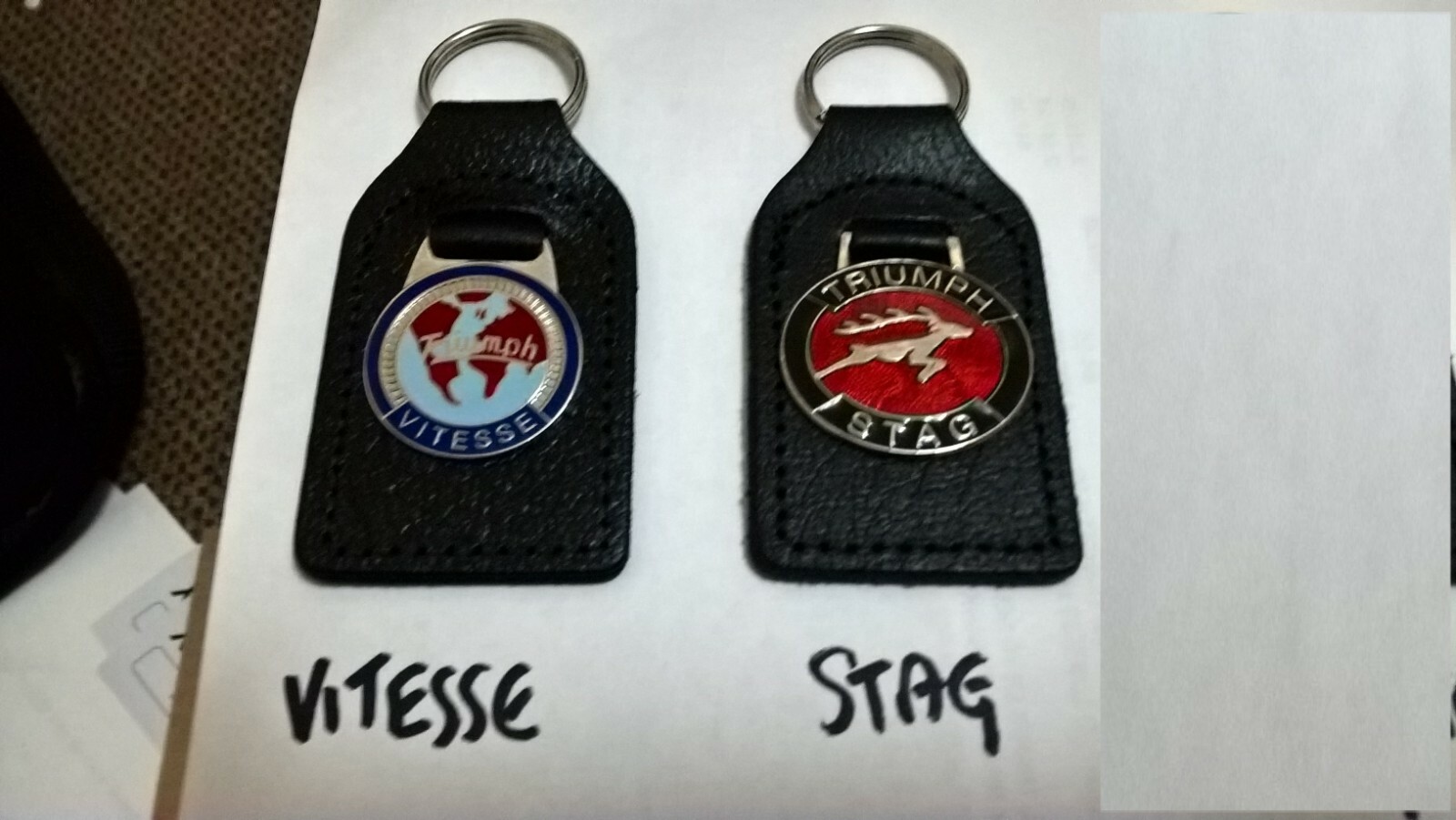 KEY FOB ring leather badge TRIUMPH vitesse stag dolomite spitfire TR4 ...