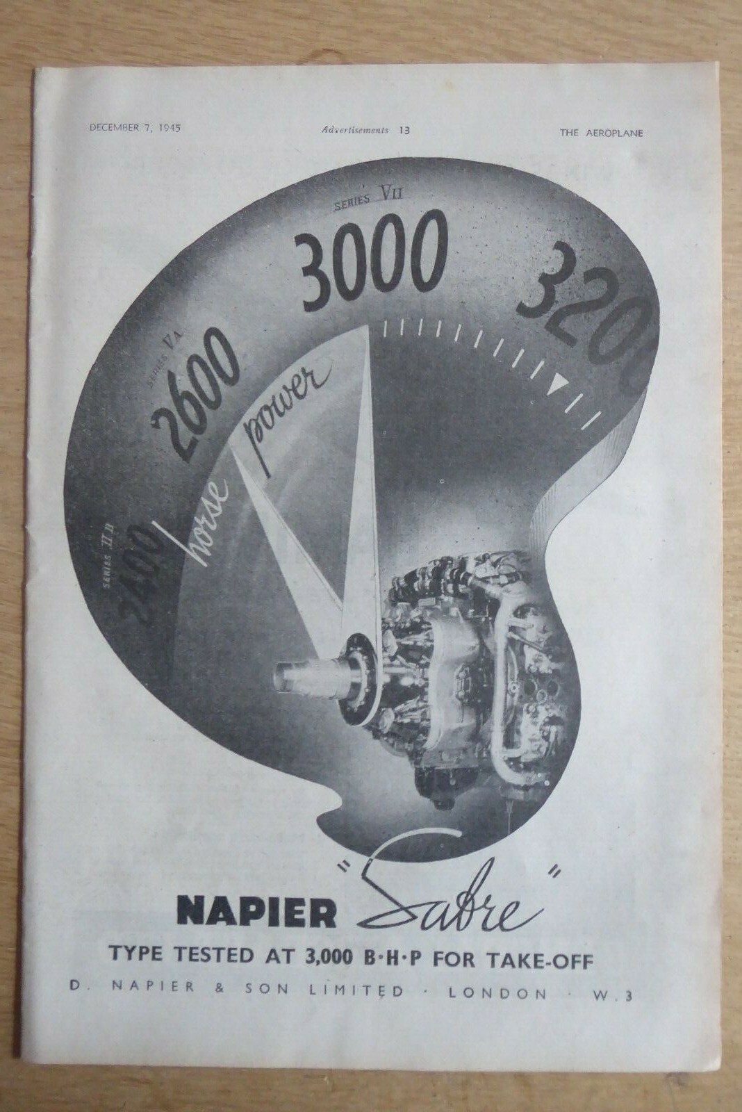12/1945 PUB NAPIER & SON SABRE 3000 BHP ENGINE ORIGINAL AD | eBay