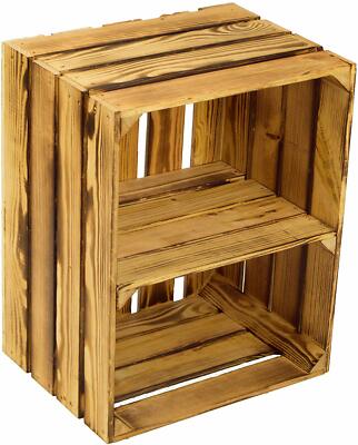 Large Wooden Burnt Crate Apple Box Storage Display Unit With Shelf ...