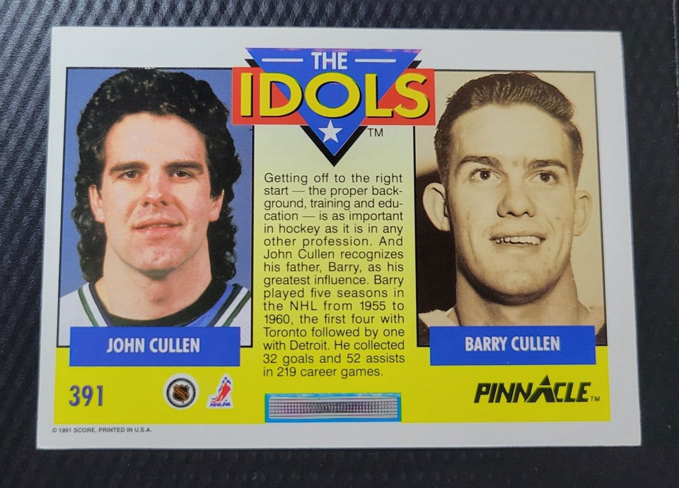 1991-92 Pinnacle JOHN & BARRY CULLEN The IDOLS Whalers & Red Wings Card ...