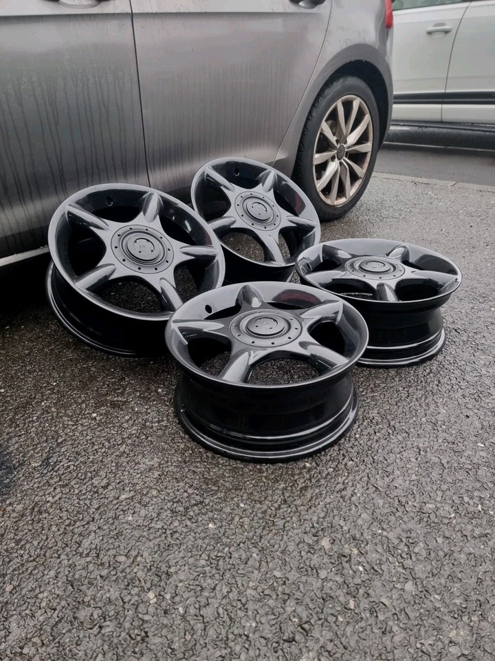 4x Mini Cooper ONE S 16" Inch BLACK Spider 5 Spoke Set Alloy Wheels x4 ...