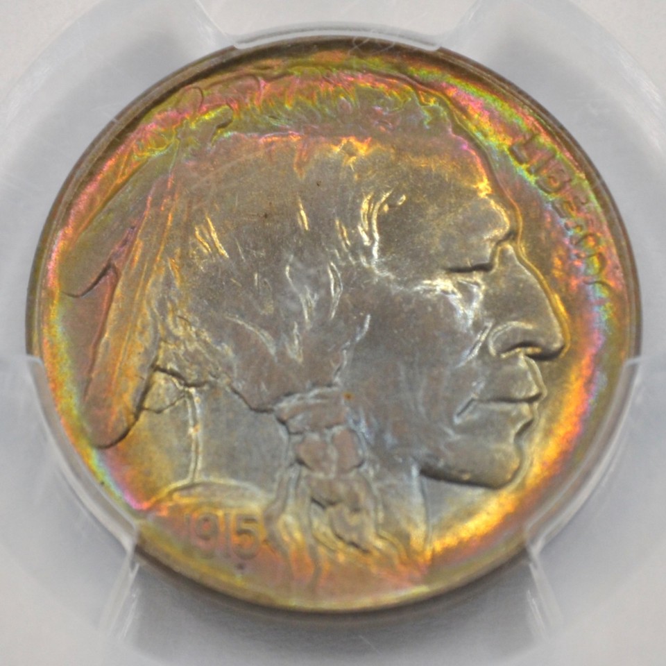 1915 5C Buffalo Nickel PCGS MS65 Simpson Collection - Fantastic Rainbow ...