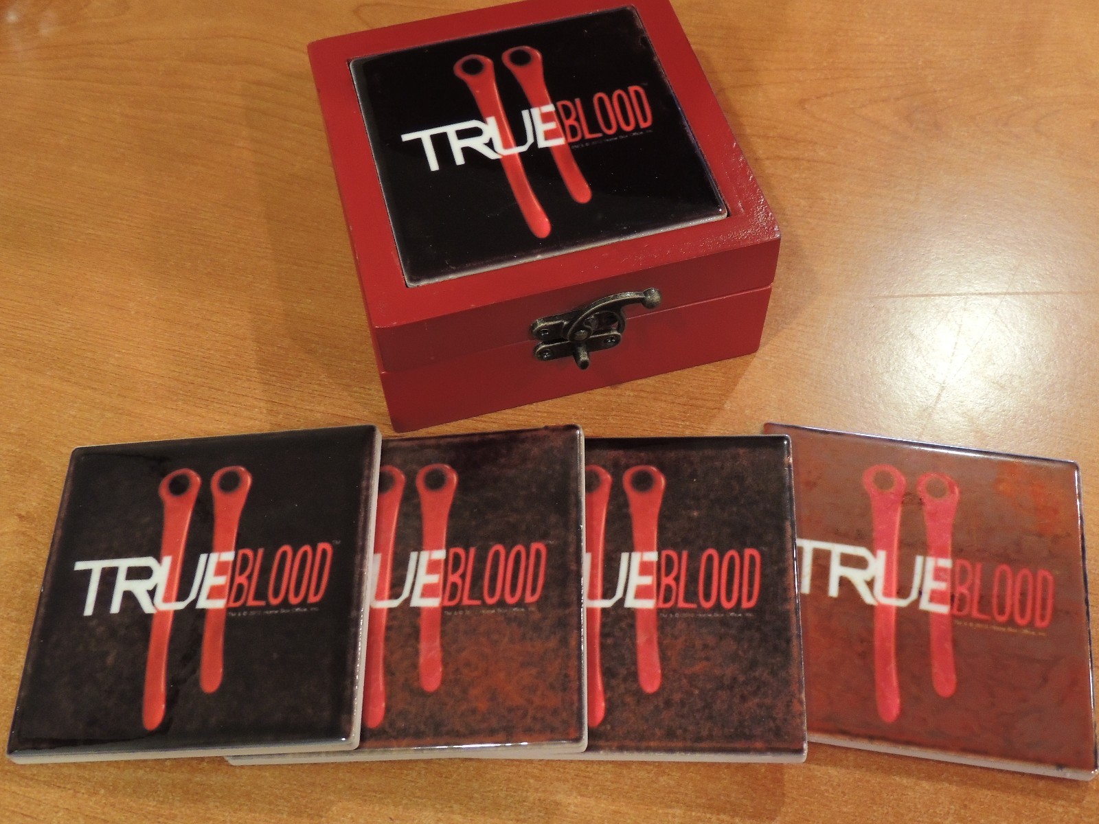 True Blood Fang Bite Coaster Set of 4 in Wood Box new EC | eBay