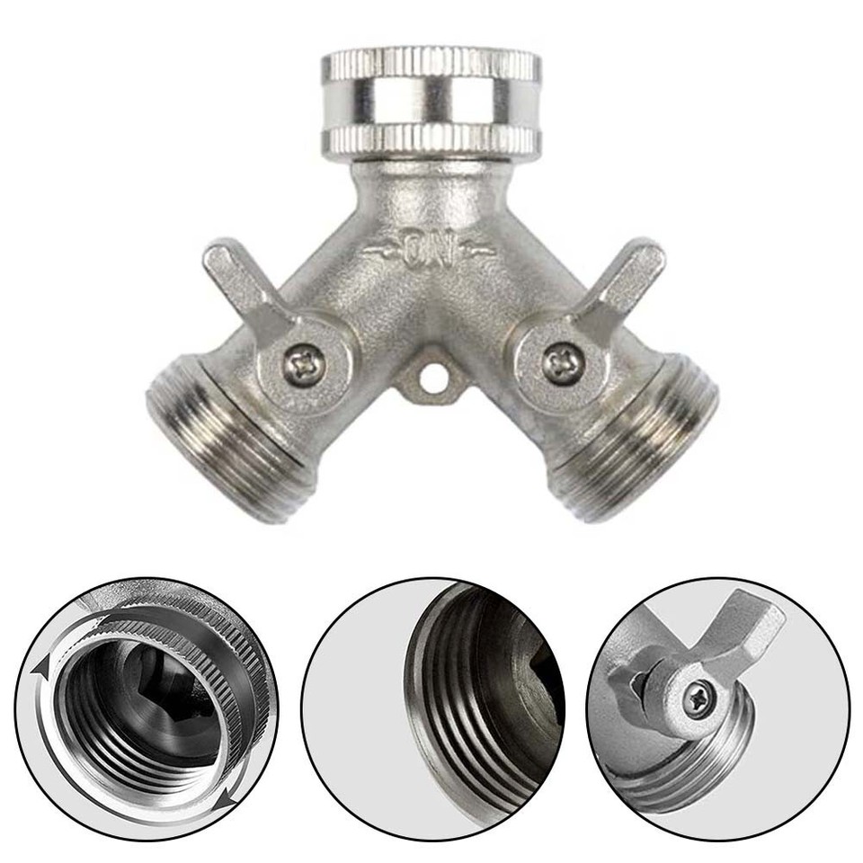 1pc Brass Garden Hose Splitter 2-Way Connector Water Pipe Splitter ...