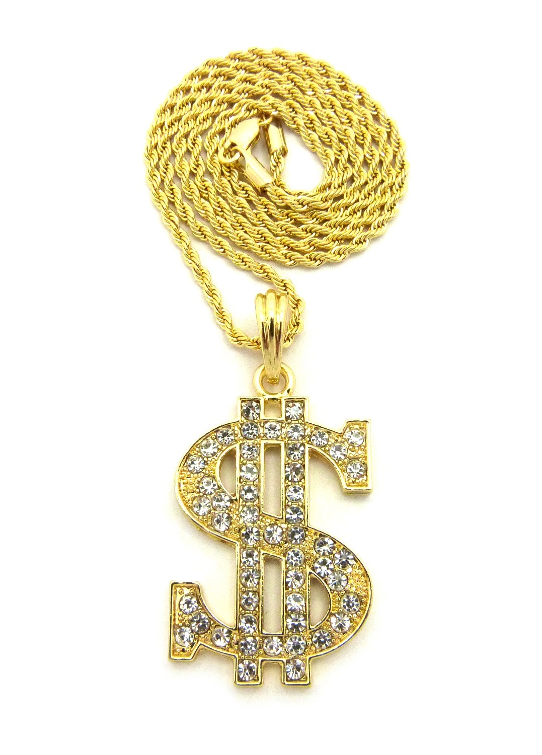 NEW DOLLAR SIGN PENDANT & 24" BOX/CUBAN/ROPE CHAIN HIP HOP NECKLACE ...