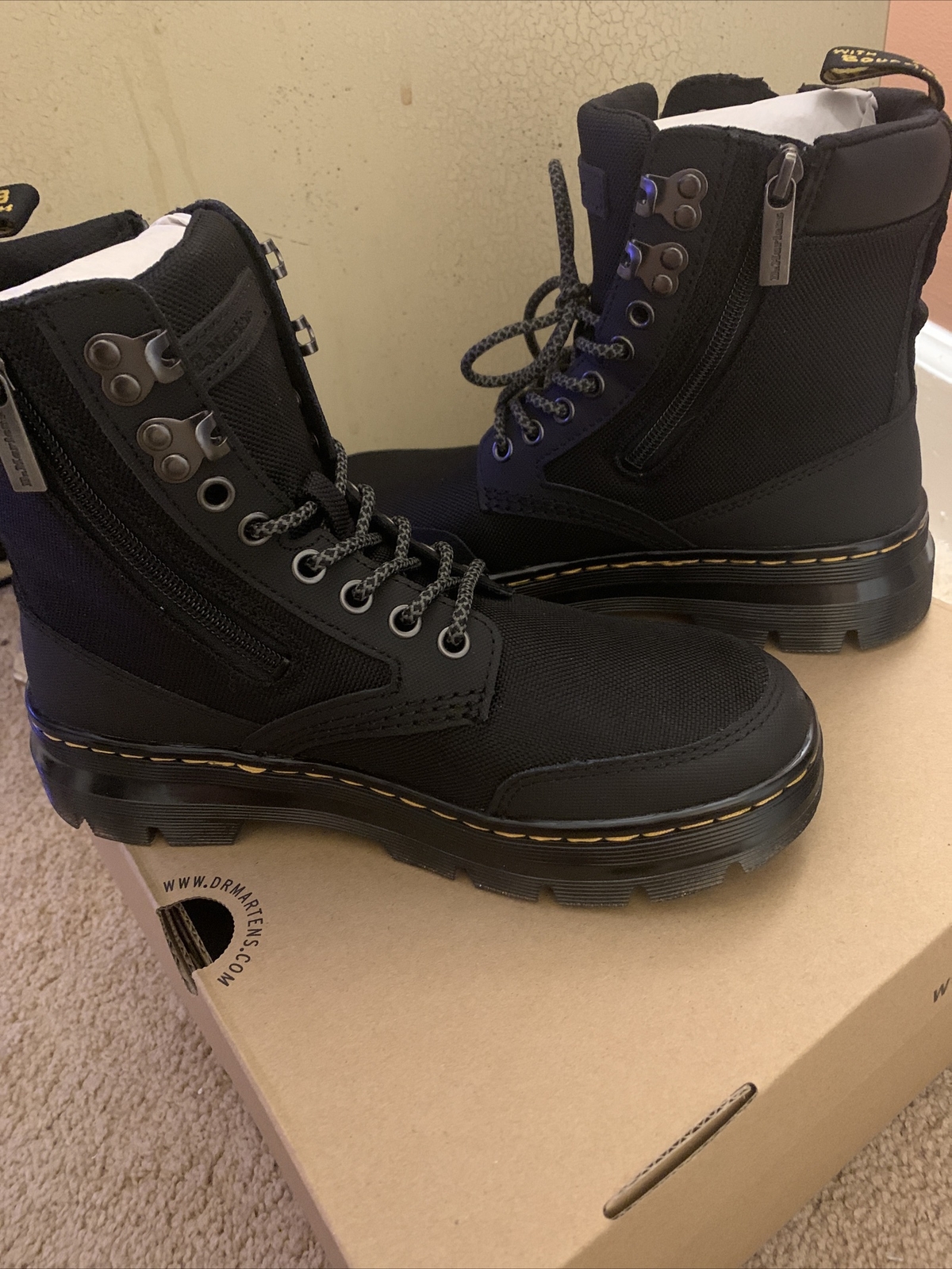 Dr Martens Combs Zip Tech X-Tough Unisex Ajax Black Utility Boots Sz ...