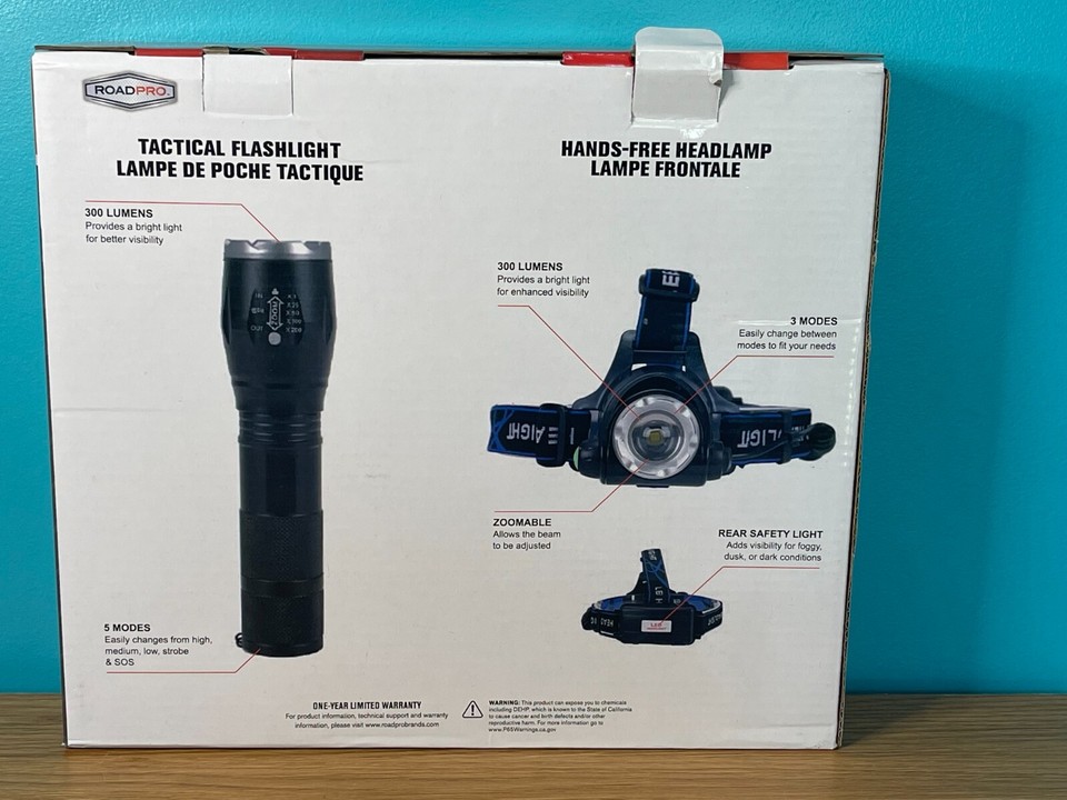 RoadPro Tactical Flashlight and Hands-Free Headlamp | eBay