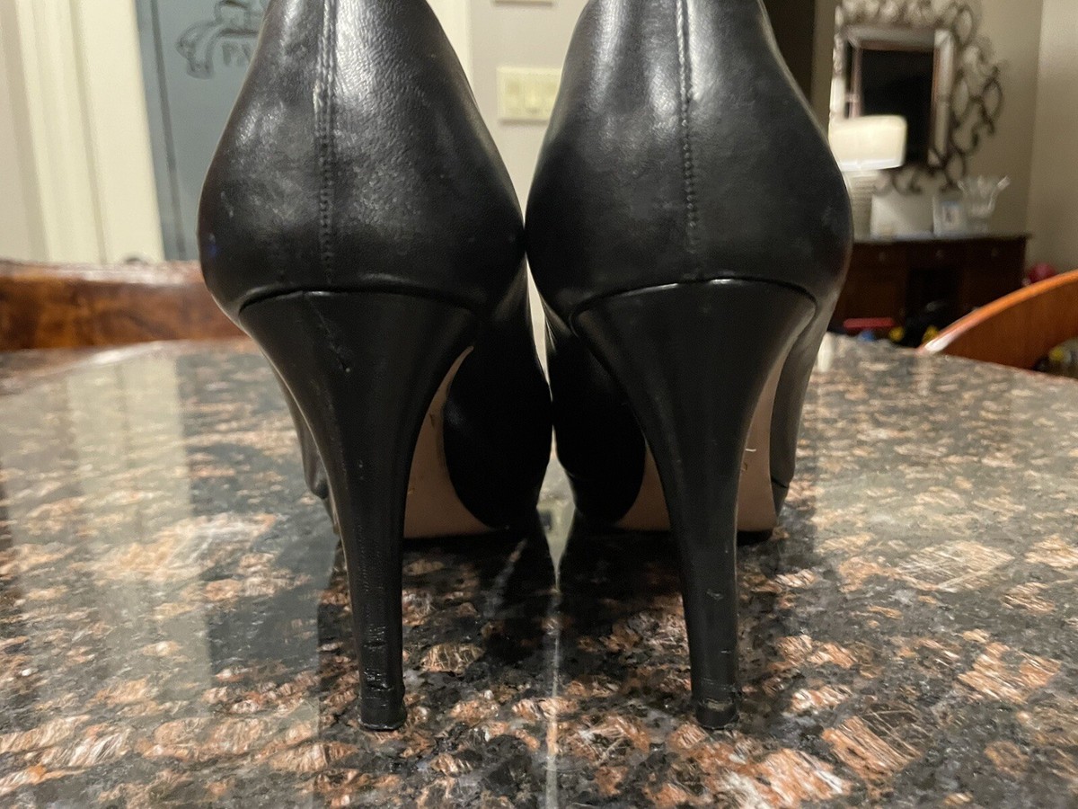 Prada Women's High Heels Shoes Platform Black Leather 36.5 Prada Women's High Heels Shoes Platform Black Leather 36.5