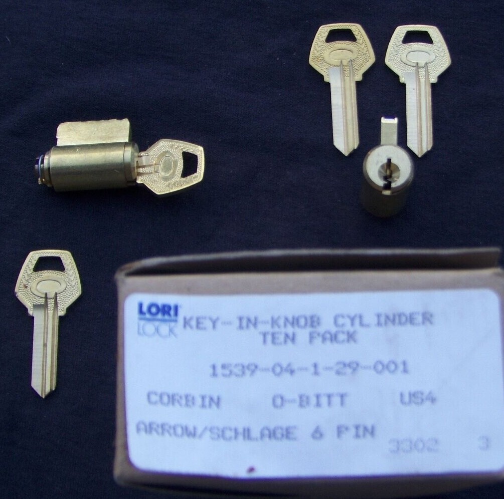 (2) NOS CORBIN Lock KEY-IN-KNOB Padlock Cylinders with LOGO key blanks ...