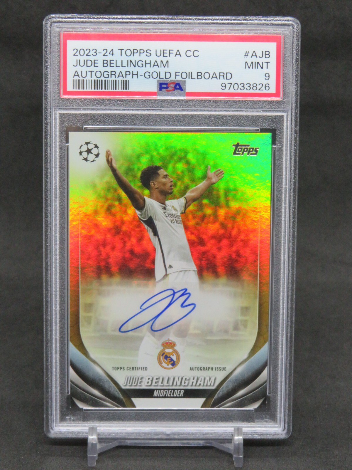 2023-24 TOPPS UEFA CLUB COMPETITIONS JUDE BELLINGHAM GOLD AUTO /50 PSA ...