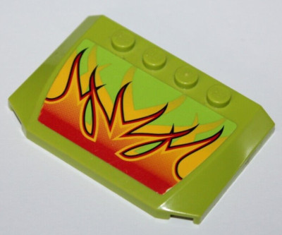 Lego Lime Wedge with Flames on Lime Background Pattern 52031pb011 set ...
