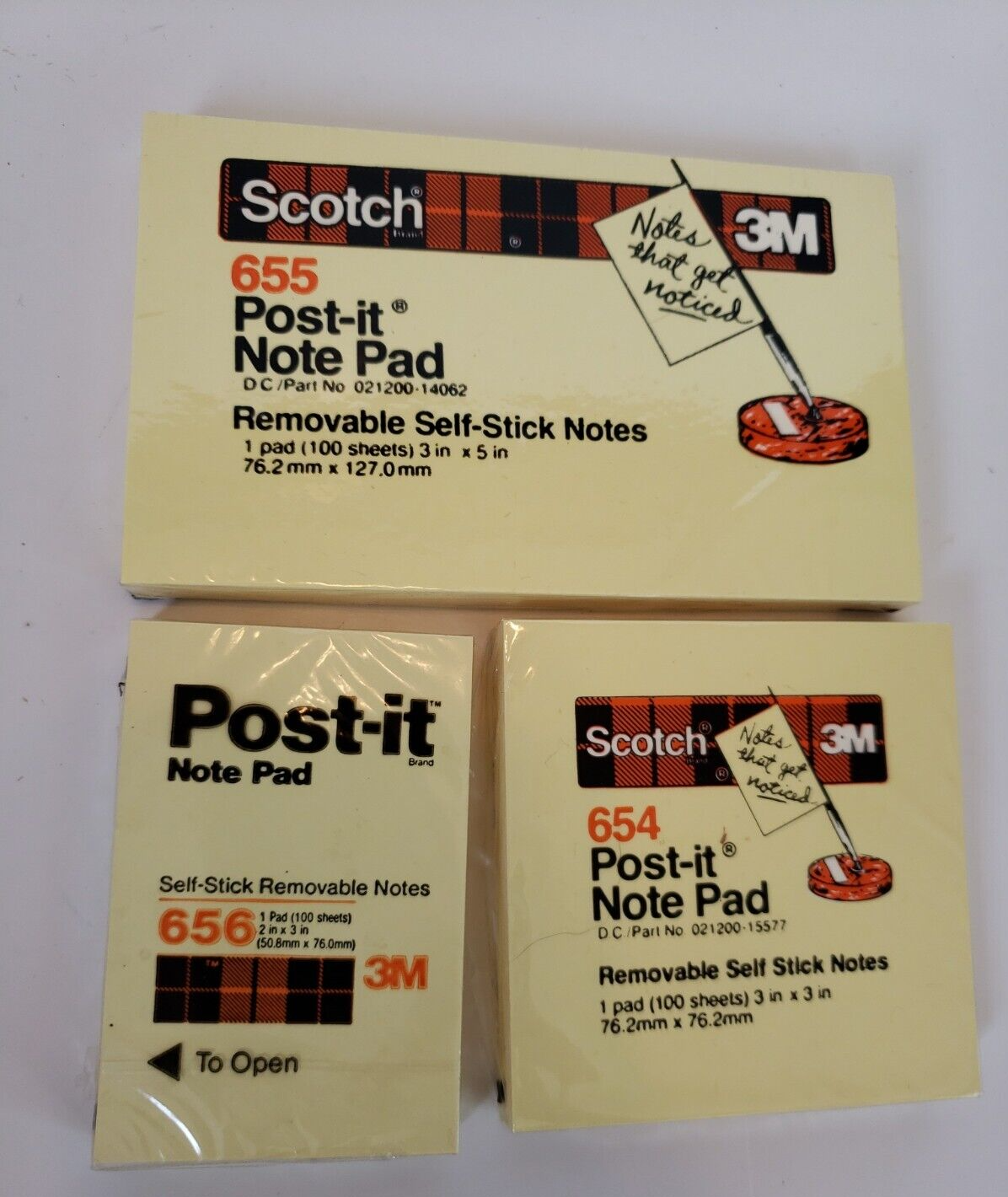 Vintage Scotch 3M Post-it Note Pads Lot of 3 655 NOS Sealed 656 654 | eBay