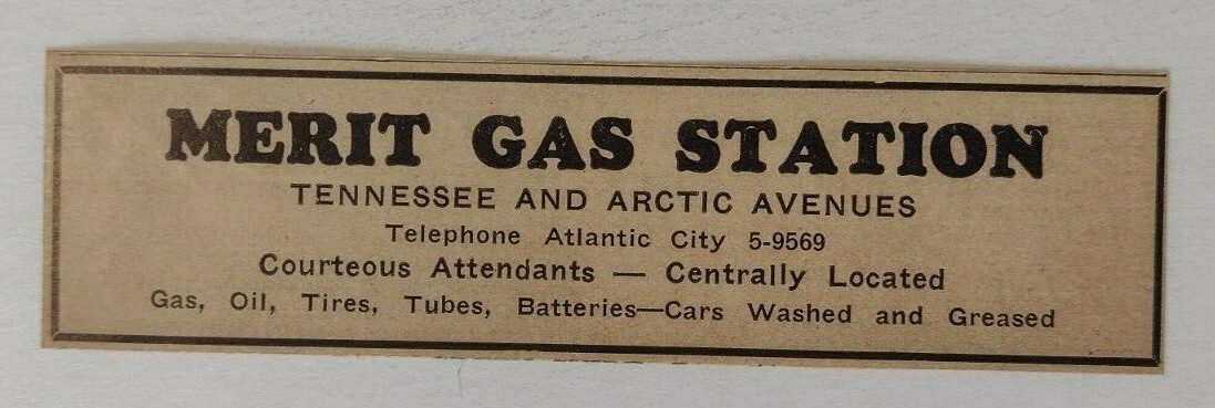 1940's Merit Gas Station Advertisement Atlantic City, New Jersey | eBay