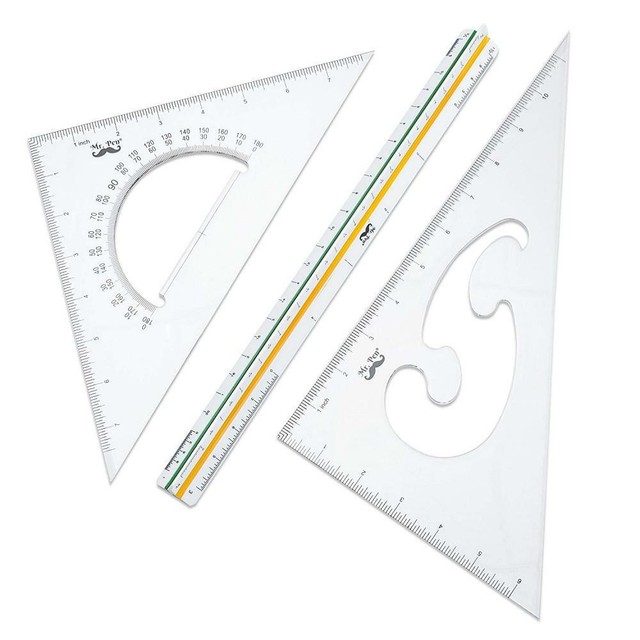 3 Pcs Large Triangular Ruler Set Scale Architect Squares Triangle ...