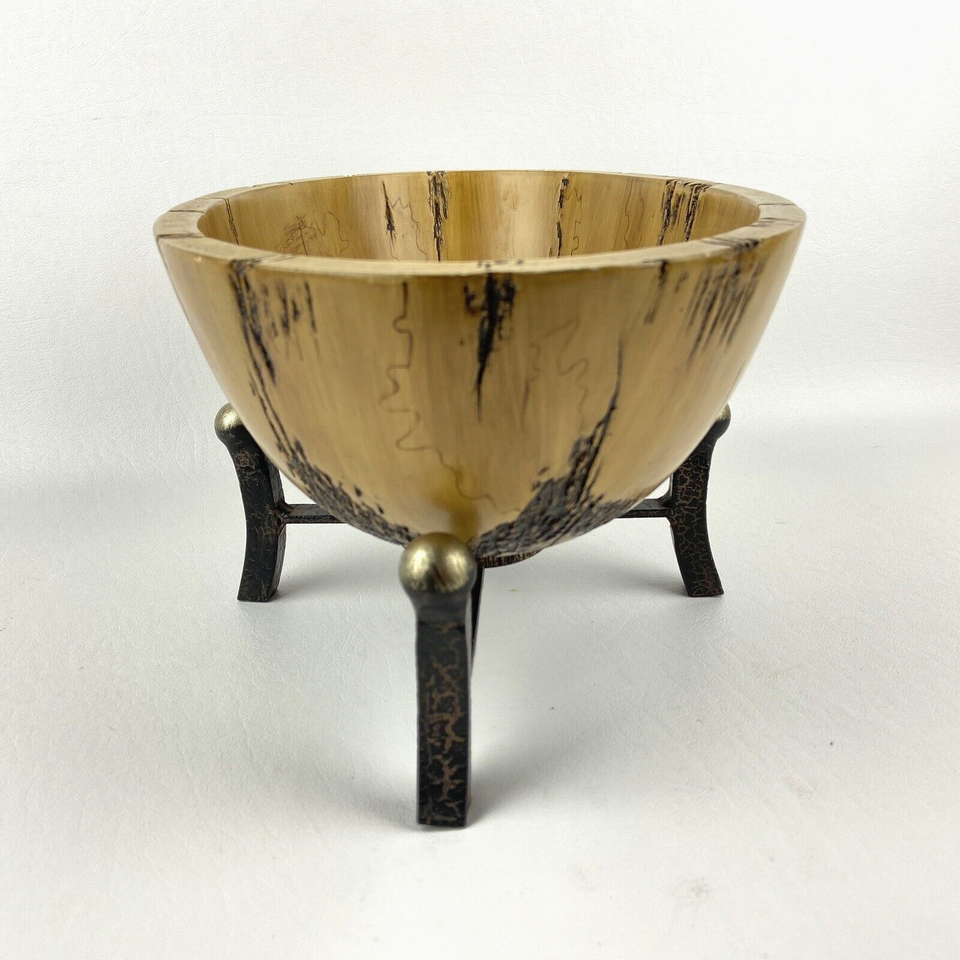 Carolyn Kinder Collection Resin Cypress Wood Oval Bowl Metal Stand ...