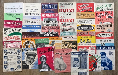 Bundle job lot of vintage assorted piano sheet music 1940s 1950s 1960s ...