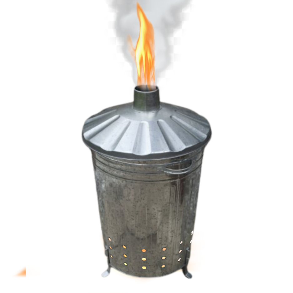 90L GALVANIZED INCINERATOR GARDEN RUBBISH FIRE BIN PAPER LEAF WOOD ...