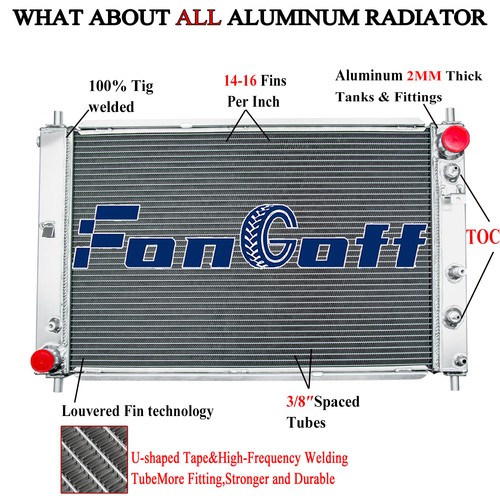 4-Row Aluminum Radiator For 1997-2004 2002 Ford Mustang GT SVT Cobra 4 ...
