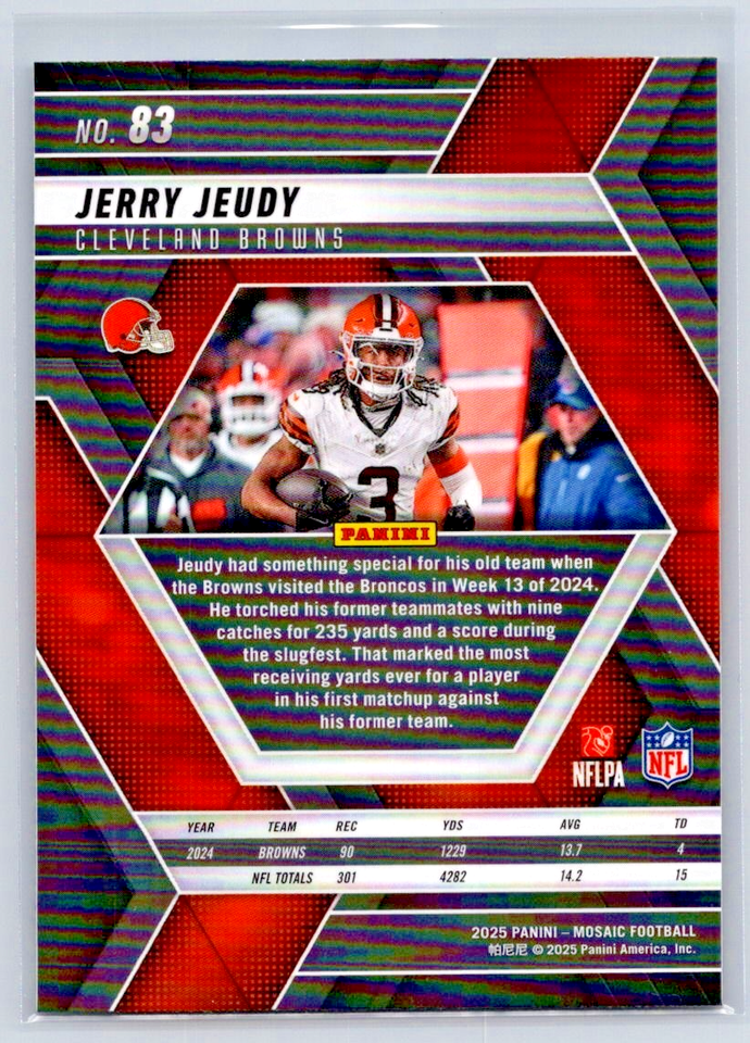 2025 Mosaic Football - Jerry Jeudy - Cleveland Browns - Base - #83 | eBay