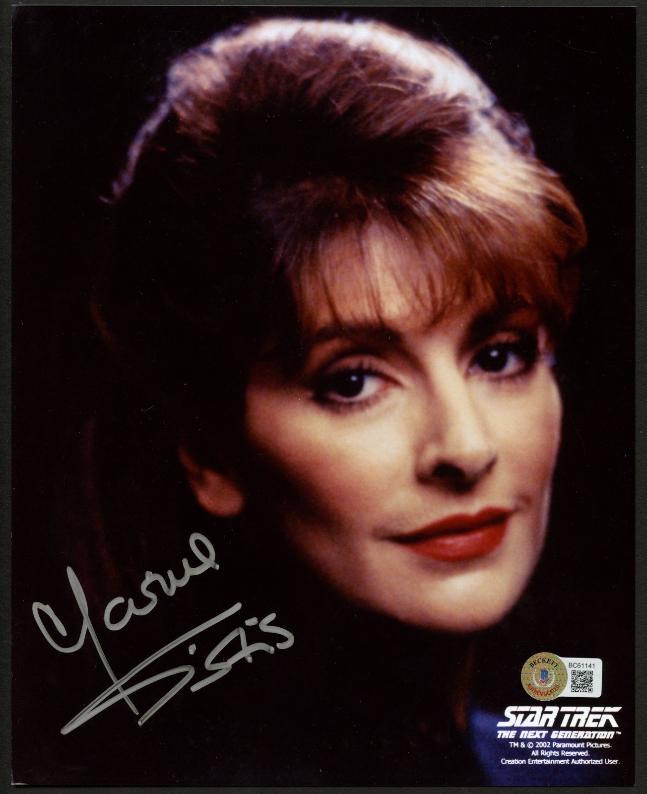 Marina Sirtis Signed Autograph 8x10 Photo Actress In Star Trek Bas