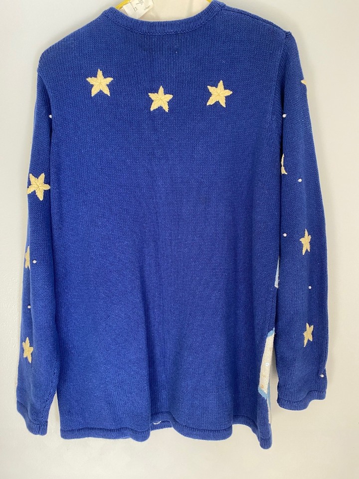 Vintage Quacker Factory Celestial Moon, Stars, and Sun Cardigan Size M ...