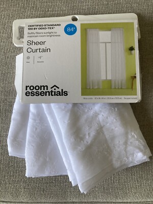 1pc Sheer Crinkle Window Curtain Panel White - Room Essentials 40”W x ...