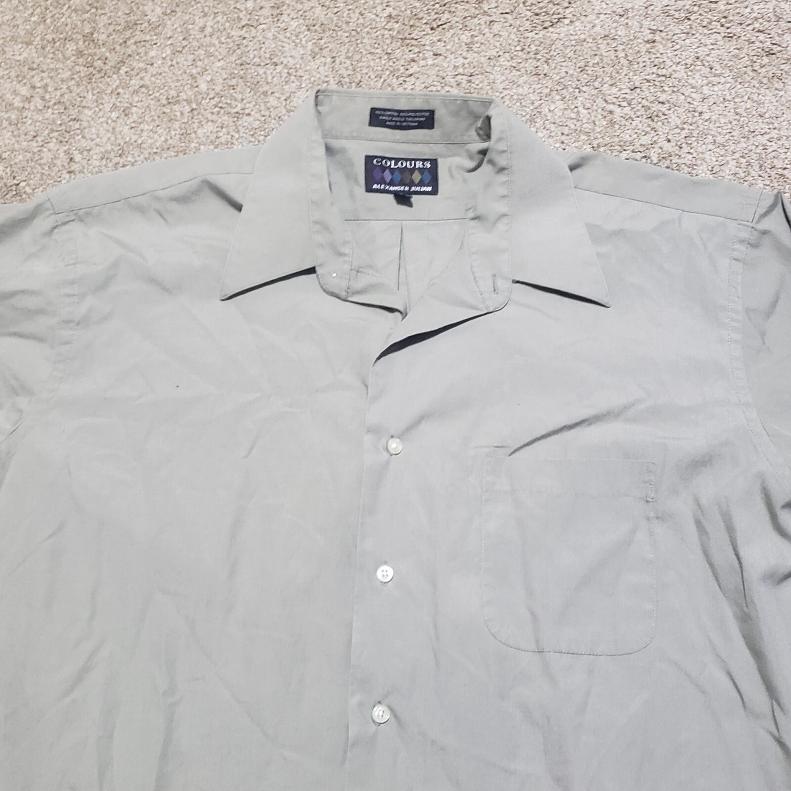 Colours by Alexander Julian Solid Grey Button Up Shirt Men's XL Extra ...