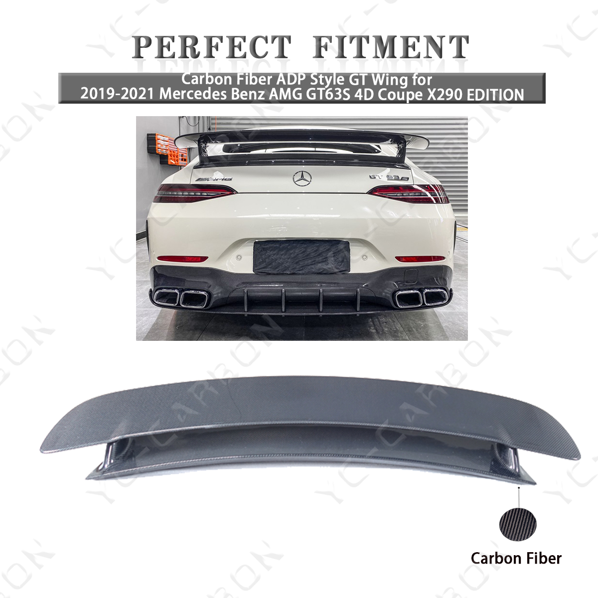 Carbon ADP Style Spoiler GT Wing for 19-21 Mercedes Benz AMG GT63S 4D ...