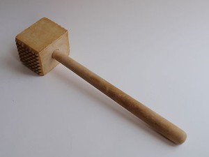 Vintage Wood Long Handled Meat Tenderizer Pounder Mallet Spiked Flat ...
