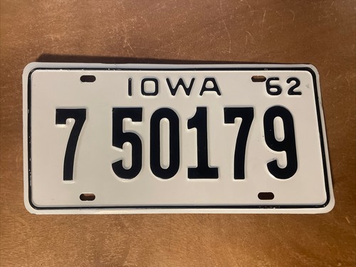 1962 Iowa License Plate # 7 50179 Black Hawk County | eBay