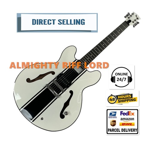 White 335 Semi-hollow Electric Guitar Chrome Bridge Free ship | eBay