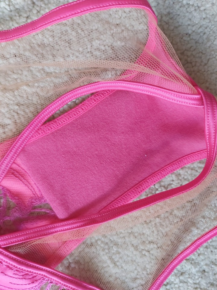 HONEY BIRDETTE ALLIE HOT PINK FLORAL EMBROIDERY OPEN BACK BRIEF S SMALL ...