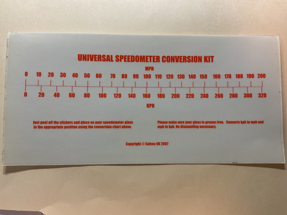 SPEEDO OVERLAY CONVERSION KIT STICKERS MPH or KPH WHITE SPEEDOMETER ...