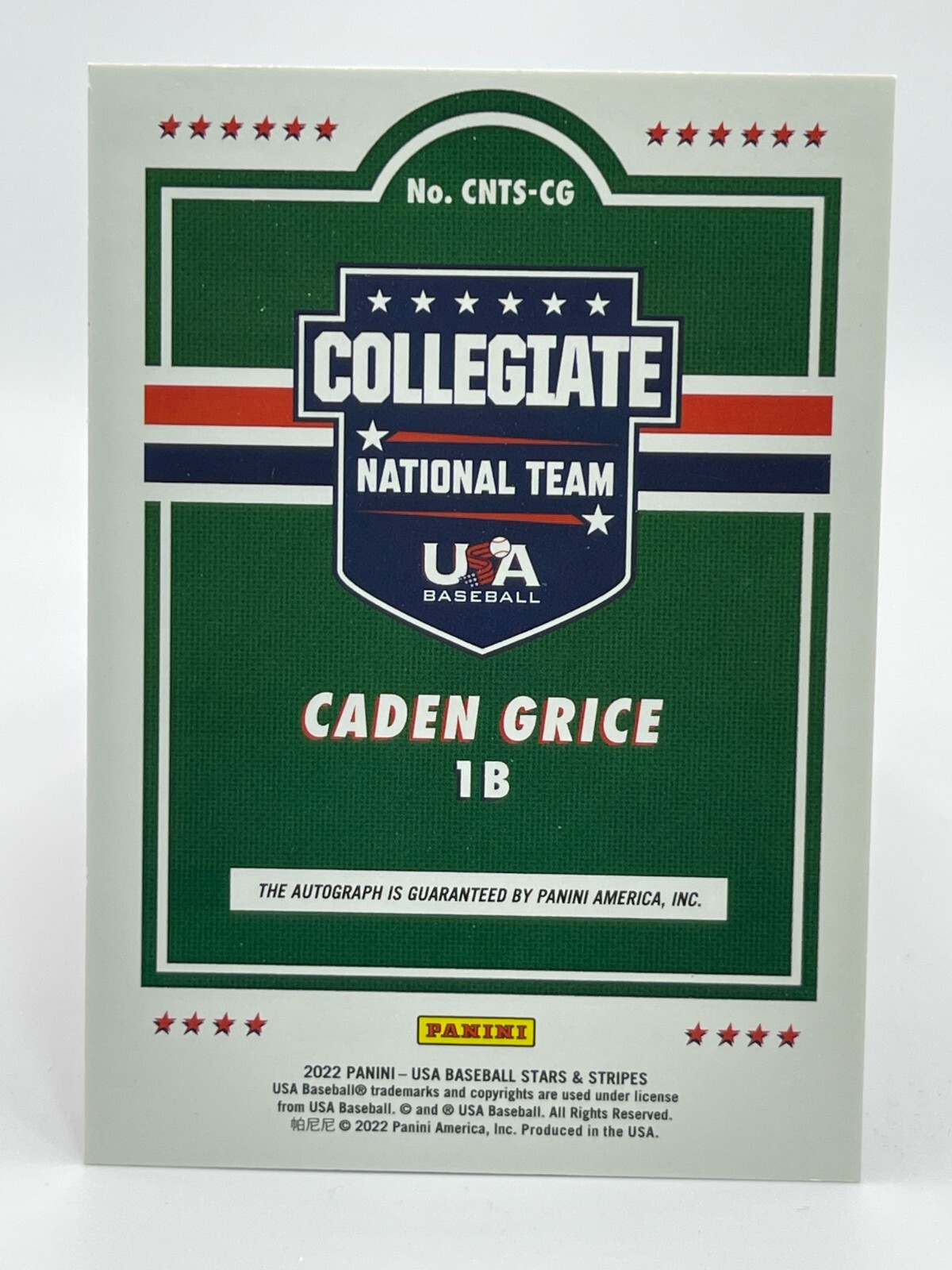 2022 USA Stars & Stripes CADEN GRICE Auto AUTOGRAPH Free Shipping 002/ ...
