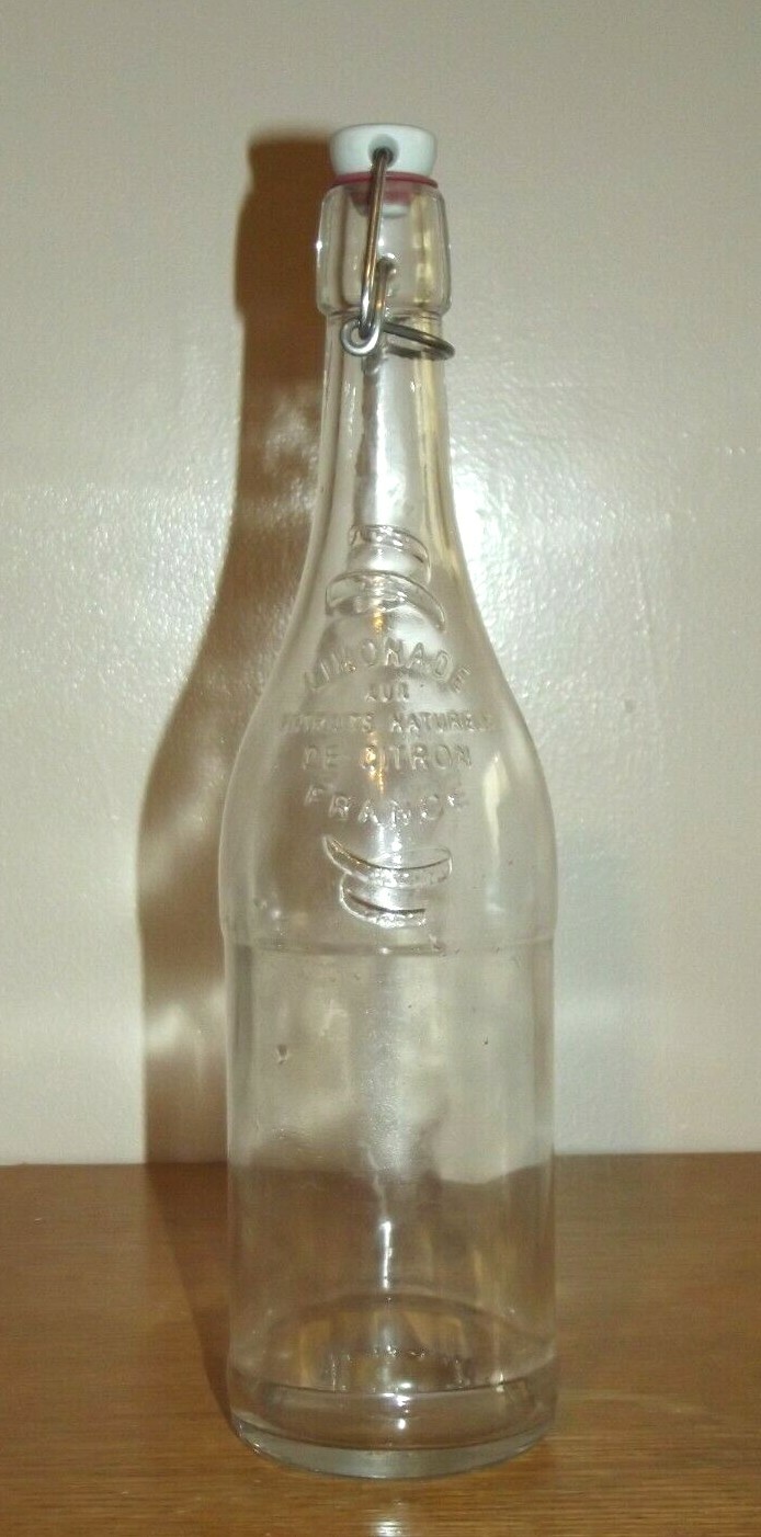 Limonade de Citron France Clear Glass Bottle with Cap, Lemonade Empty ...