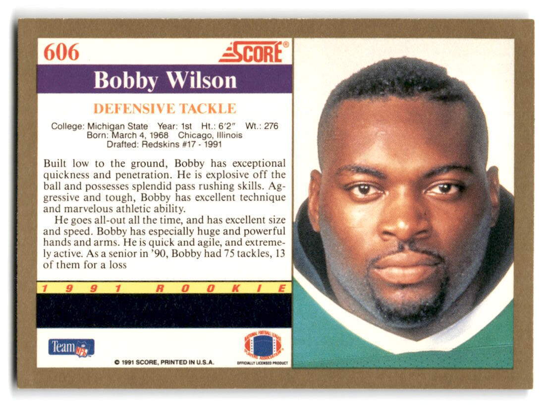 1991 Score - #606 Bobby Wilson (RC) for sale online | eBay