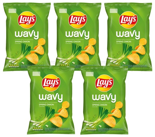 5 LAYS WAVY SPRING ONION Flavor Potato Chips Crisps European Snacks ...